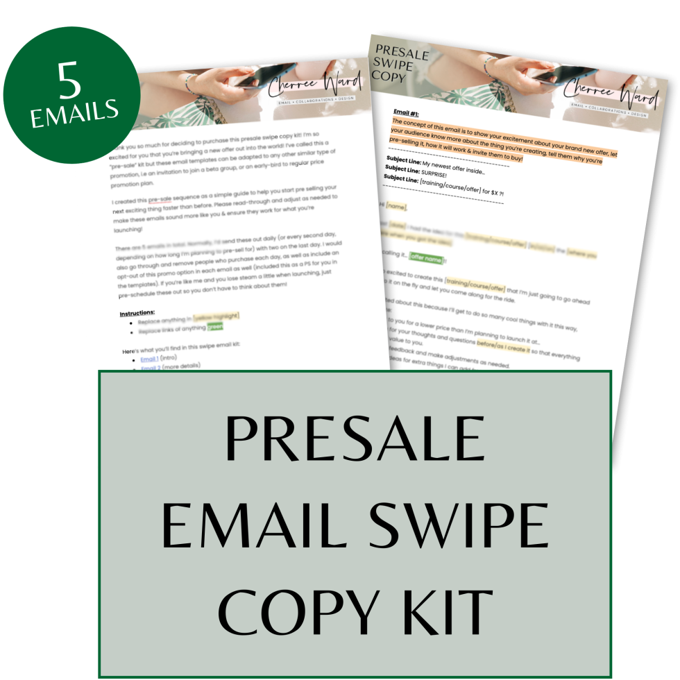 Presale Email Swipe Copy Kit - Cherry Ward